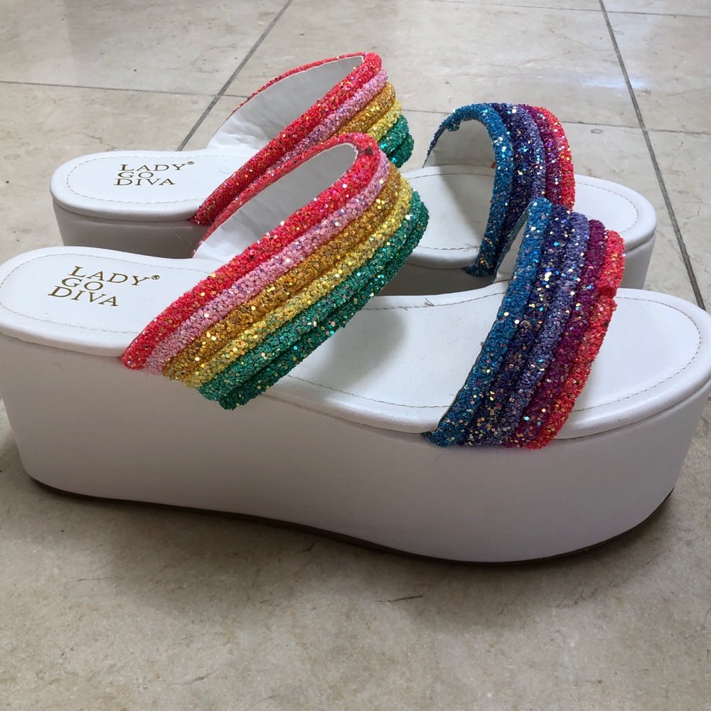 Lady Godiva - Rainbow Sparkle Platforms - Gem
